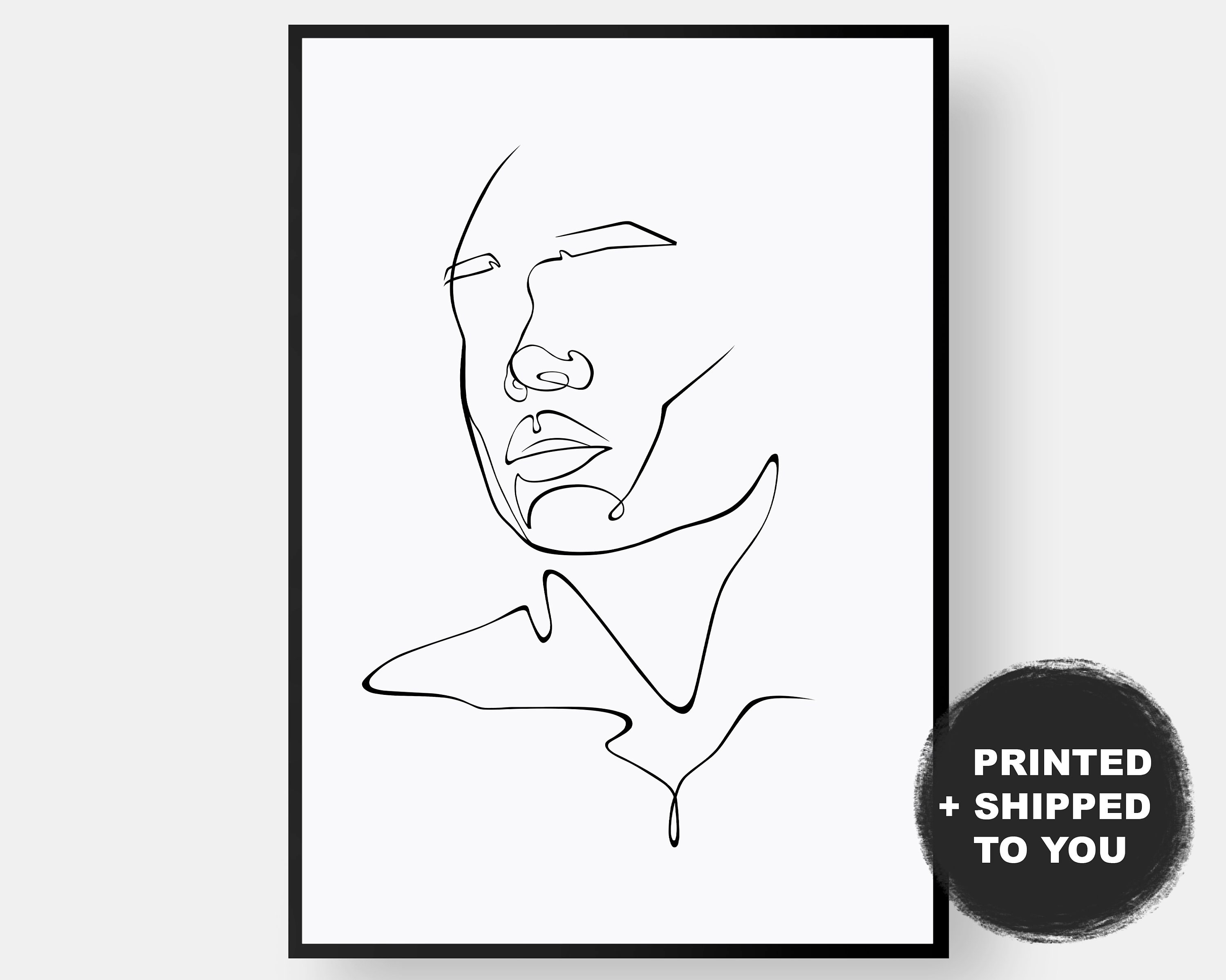 Minimal Line Drawing Print Male Portrait Wall Art Printable - Etsy UK