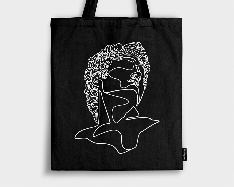 Michelangelo David Line Art NATURAL TOTE BAG Unique Greek - Etsy