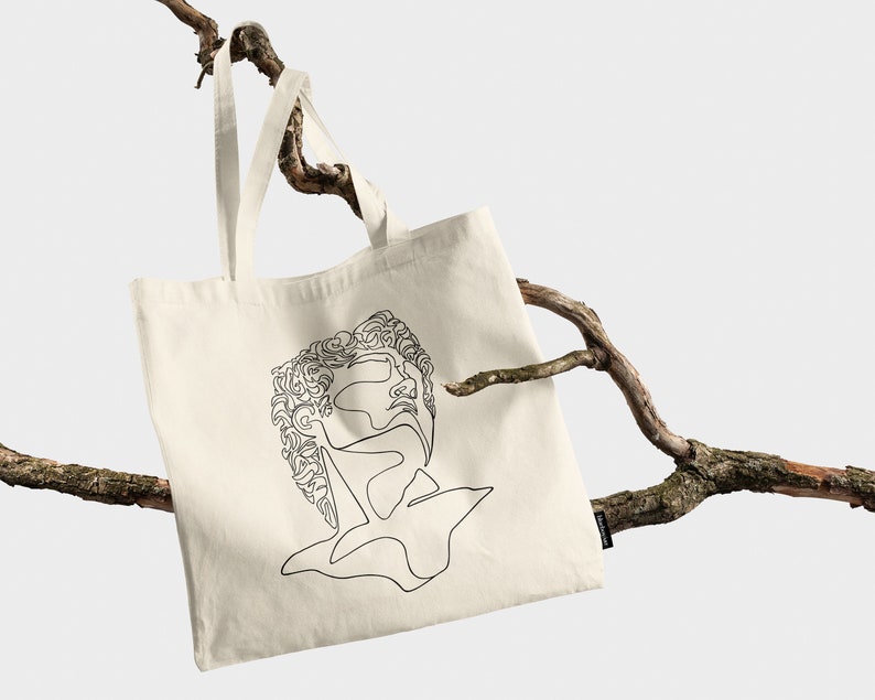 Michelangelo David Line Art NATURAL TOTE BAG Unique Greek - Etsy