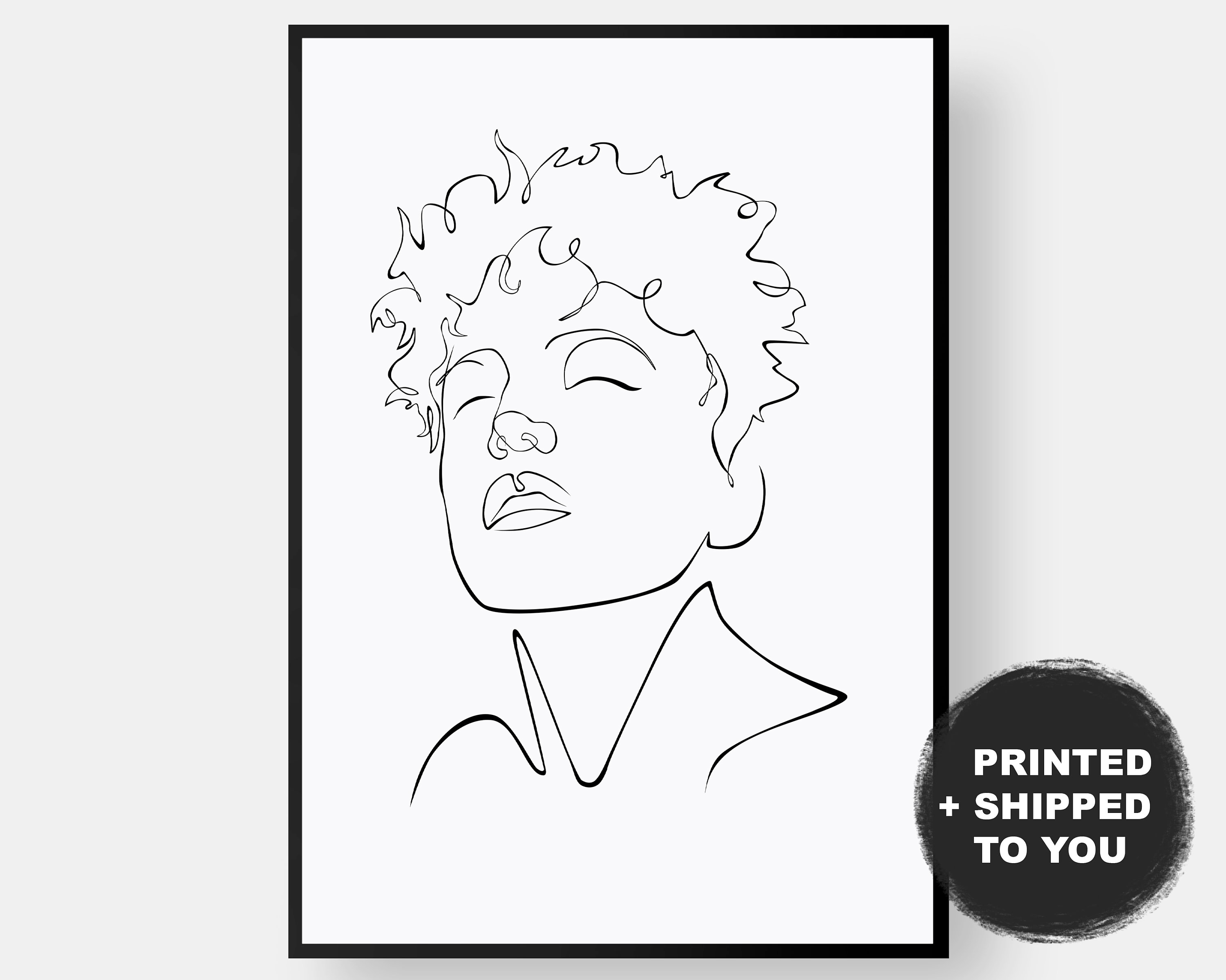 Female Curly Hair Line Art Minimal Woman Line Drawing - Etsy