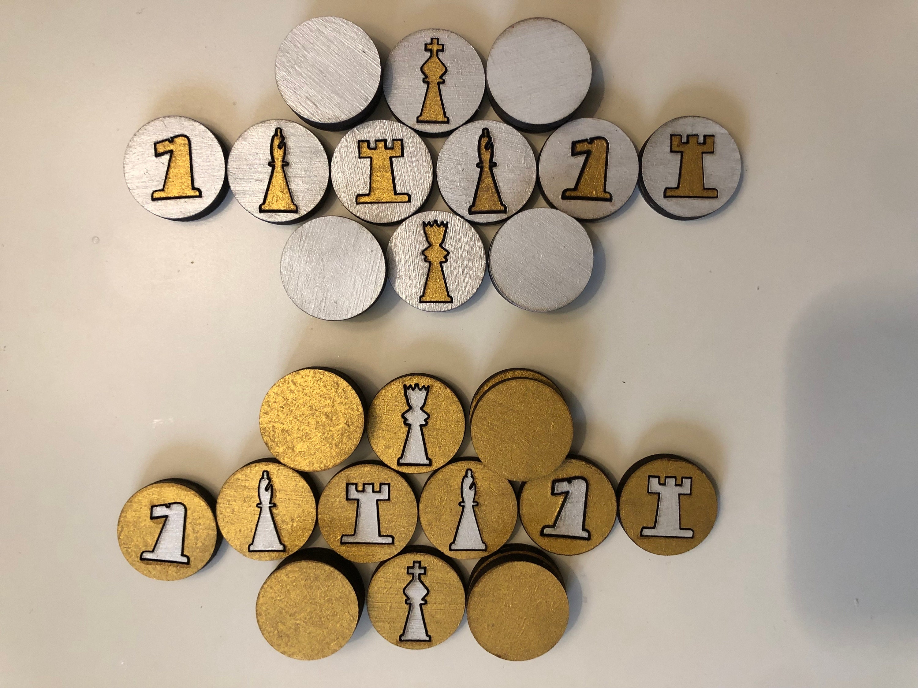 Wooden Flat Chess Pieces/25mm Diameter,5,5mm Thickness/white Pearl and ...