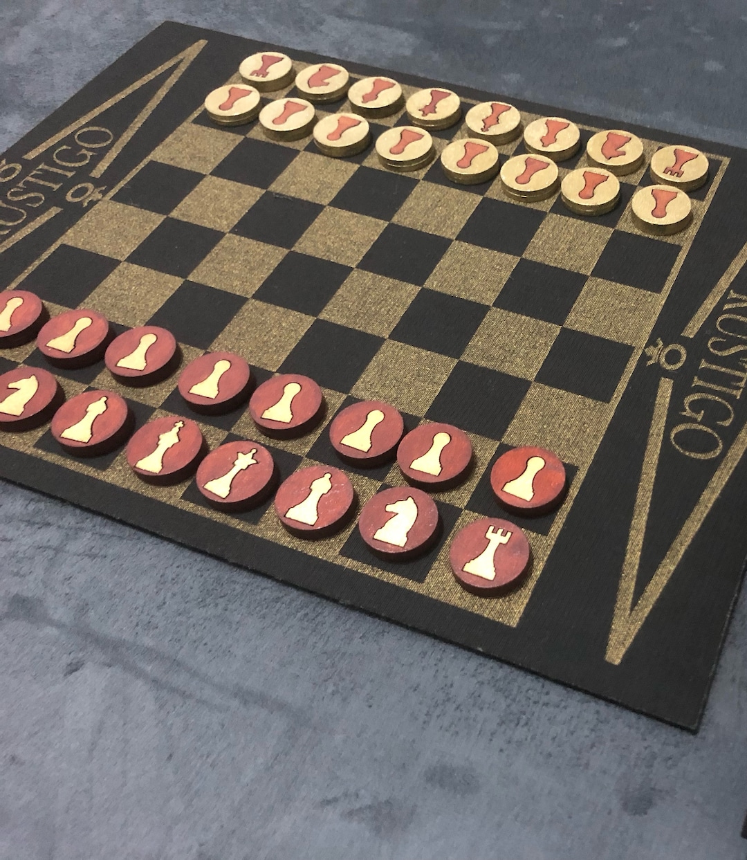 Wooden Flat Chess Pieces/25mm Diameter,5,5mm Thickness/brown and Gold ...