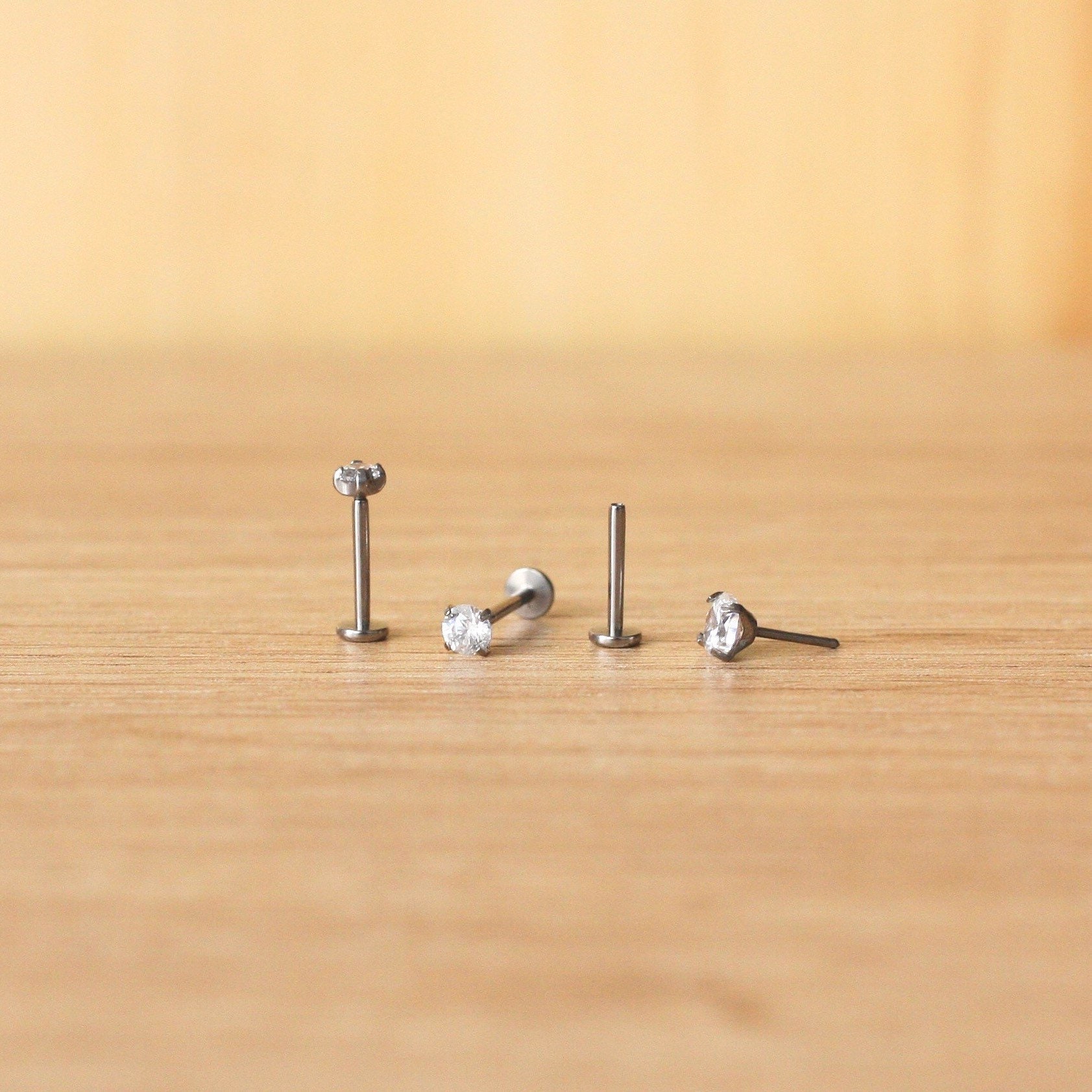 Threadless Implant Grade TITANIUM Prong CZ CLEAR Gem Piercing - Etsy UK