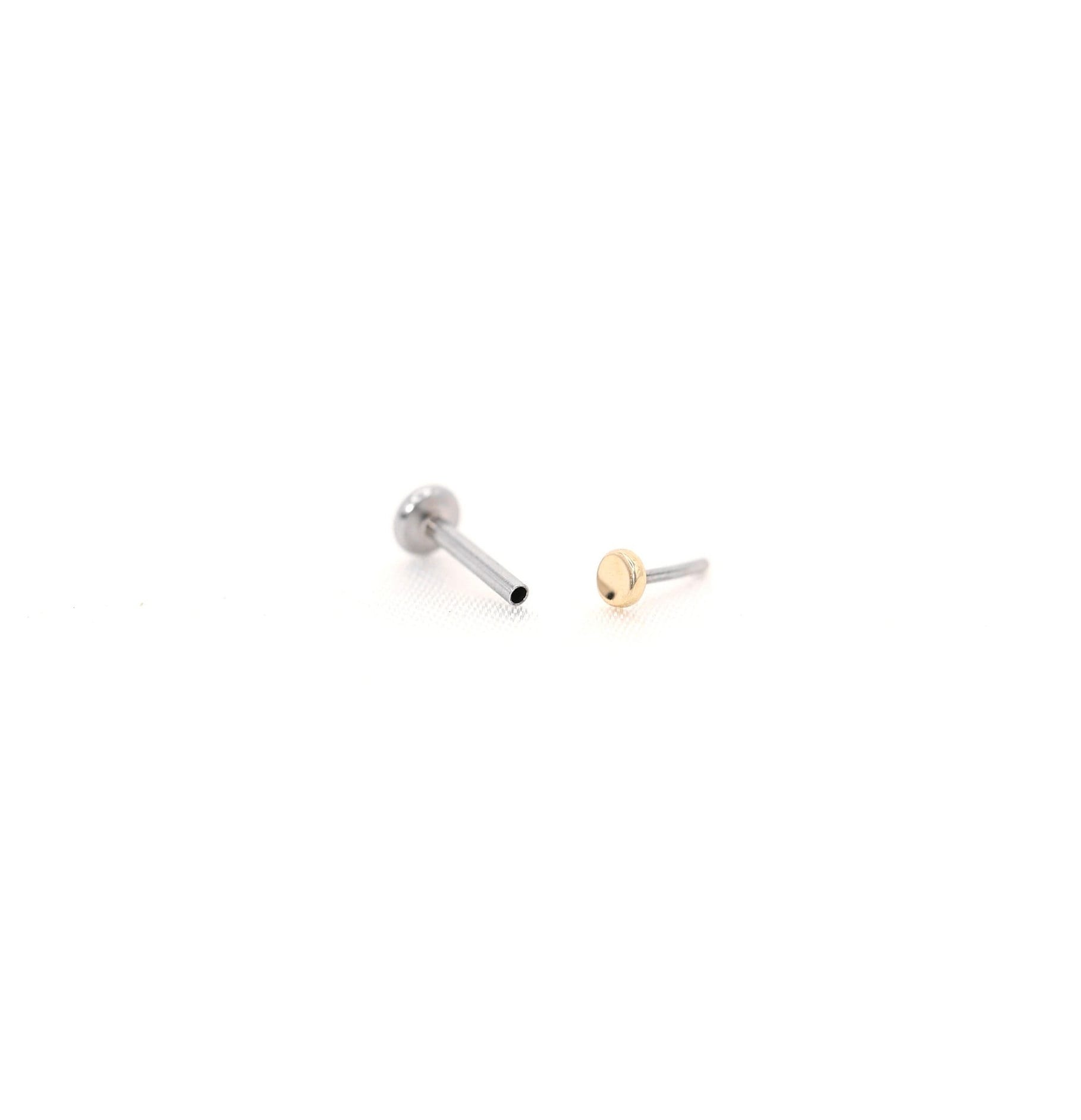 Tiny 2mm DISC 14K Gold Threadless Solid Gold and Titanium Piercing ...