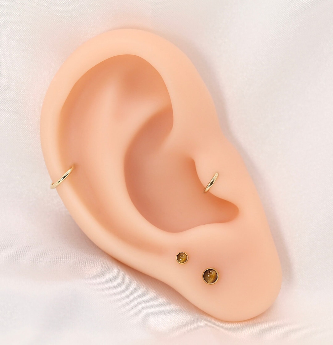 NEW - Titanium Tiger's Eye Earring, Labret Stud, 20G Labret, Tragus ...