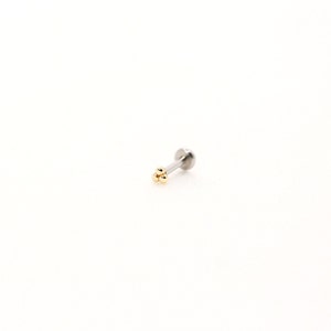 Tiny Nose Ring 14K Gold 1mm TRIBEAD Threadless Solid Gold and Titanium Post Labret Stud - Nose ...