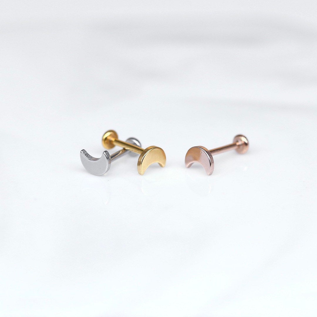 20G 18G 16G Threadless Crescent MOON Piercing • Nose/tragus/cartilage ...