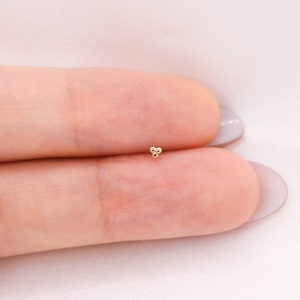 Tiny Nose Ring 14K Gold 1mm TRIBEAD Threadless Solid Gold and Titanium Post Labret Stud - Nose ...