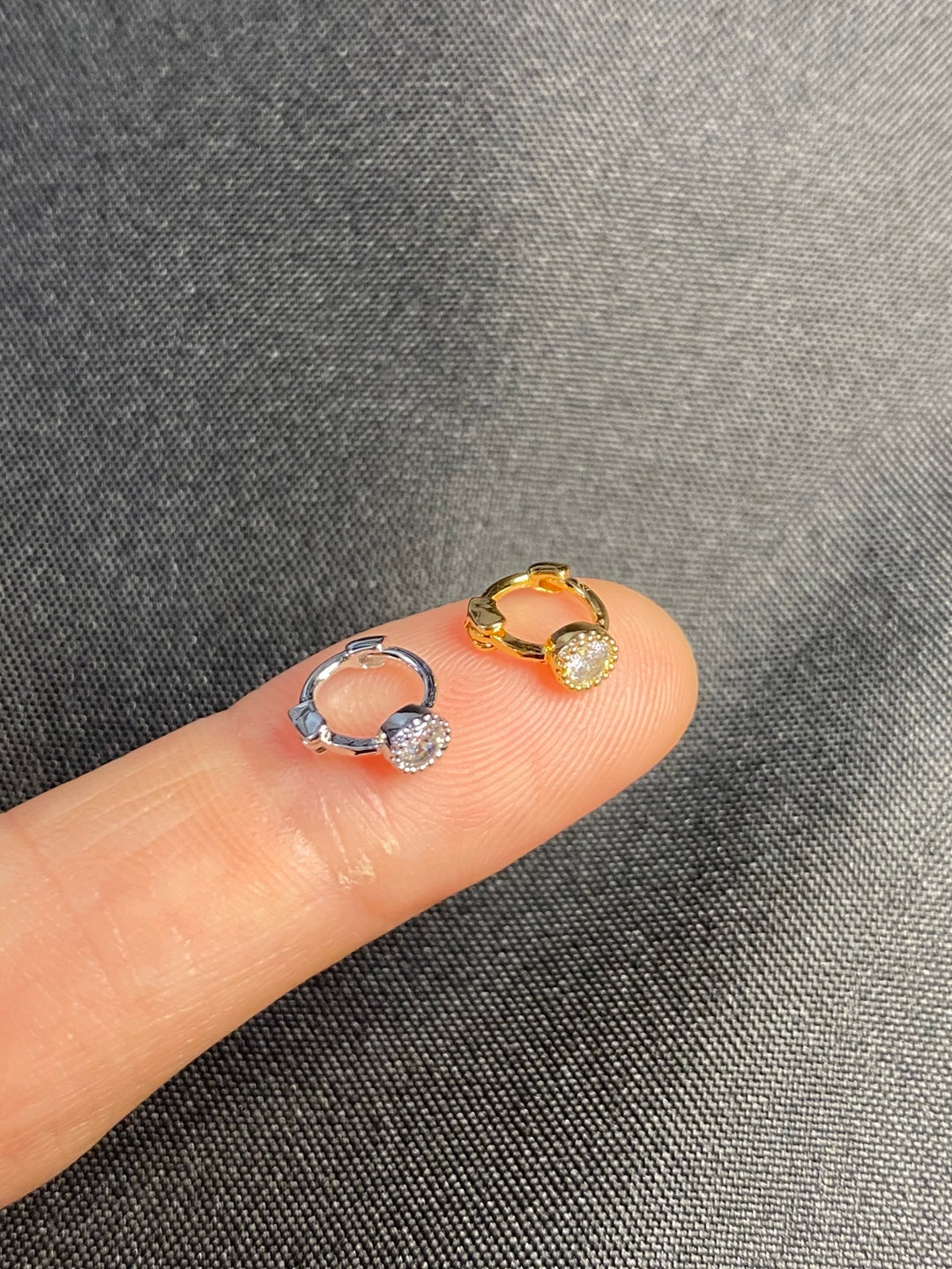 Clear Gem 5.5 Mm Huggies - Tiny Hoop Earring - Teeny Tiny Clicker ...