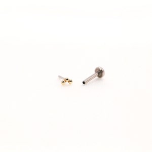 Tiny Nose 14K Gold TRIBEAD Threadless Solid Gold Titanium Post Labret Stud - Nose/tragus ...