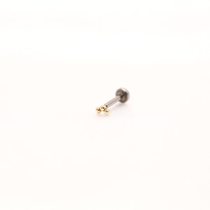 Tiny Nose 14K Gold TRIBEAD Threadless Solid Gold Titanium Post Labret Stud - Nose/tragus ...