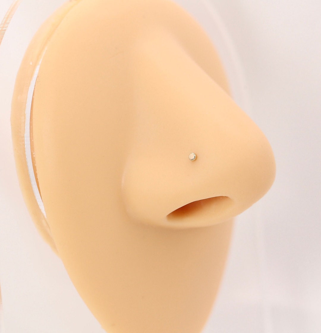 Teeny Tiny 1.5mm DISC 14K Gold Threadless Solid Gold Piercing - Nose ...