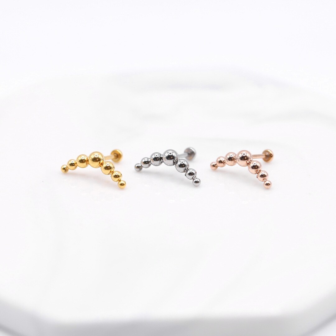 20G/18G/16G Curved Beads Threadless Earring, Cartilage Earring Stud ...