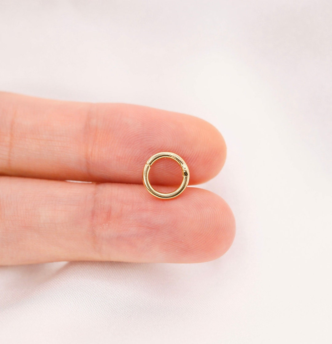 Tiny 14K Gold Clicker Ring 18G Solid Gold Hoop, 4mm 5mm 6mm Ring, Tiny ...