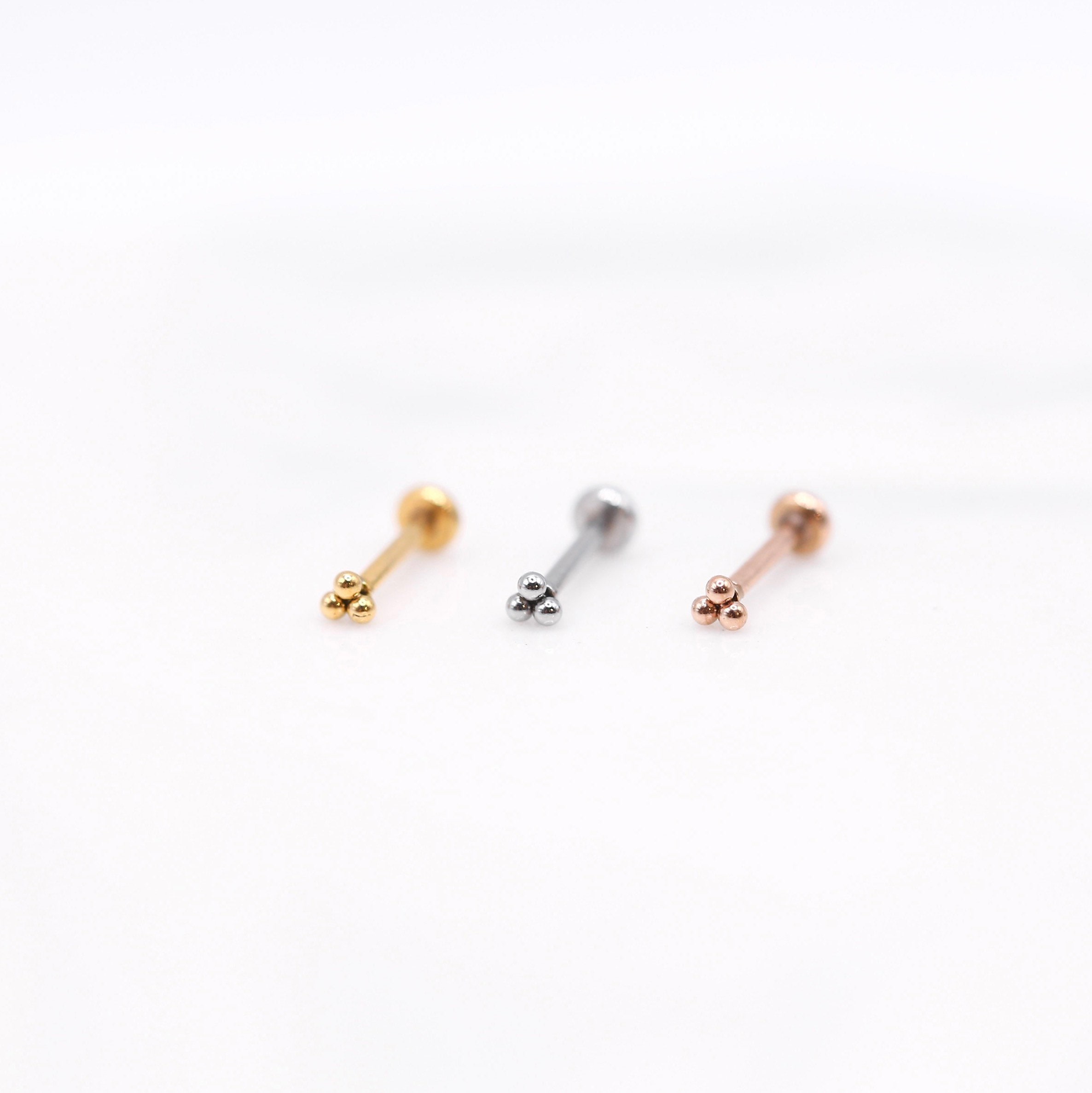 Ultra Tiny 2mm TRI-BEAD Nose Ring Threadless Nose Stud - Etsy