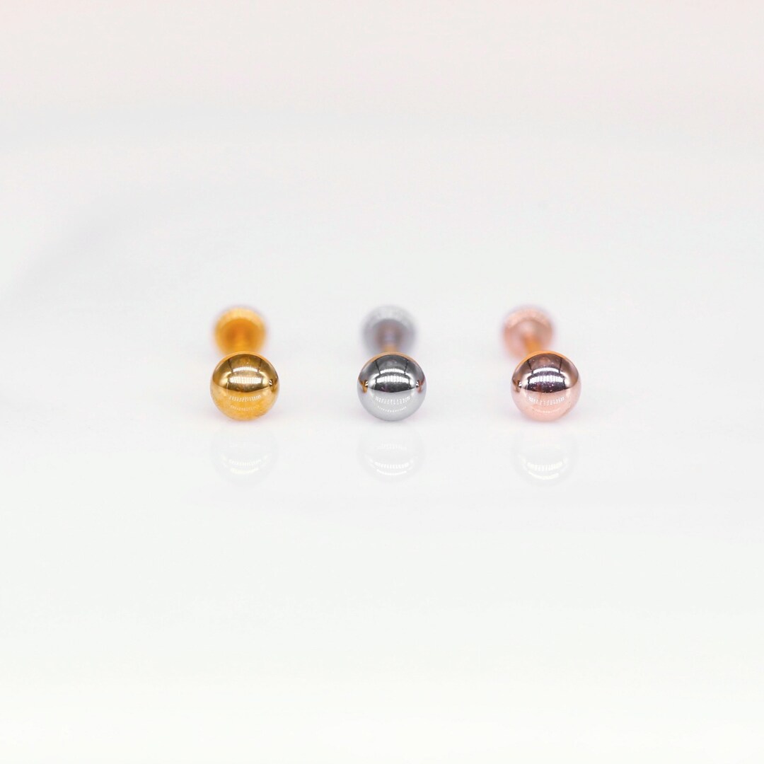 Tiny 3mm BALL Threadless Push Pin, Labret Stud, Tragus Cartilage Conch ...