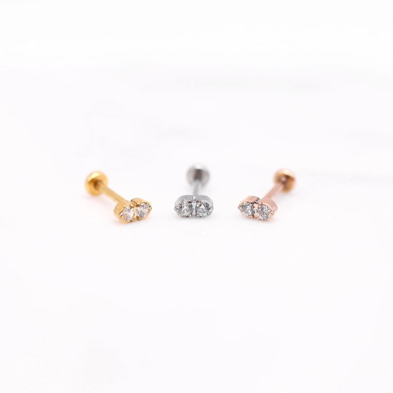 NEW! 20G/18G/16G Tiny PEA Clear Gem Threadless Earring, Nose Stud ...