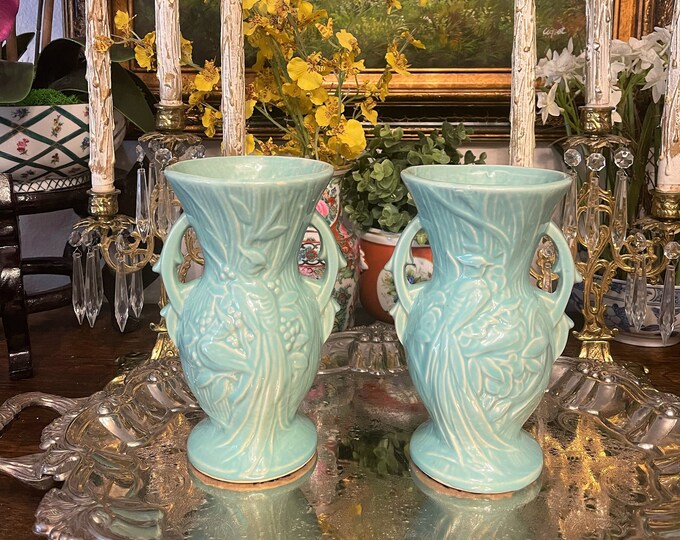 Mccoy Bird of Paradise Vases Pair, Vintage Peacock Vases, Matching ...