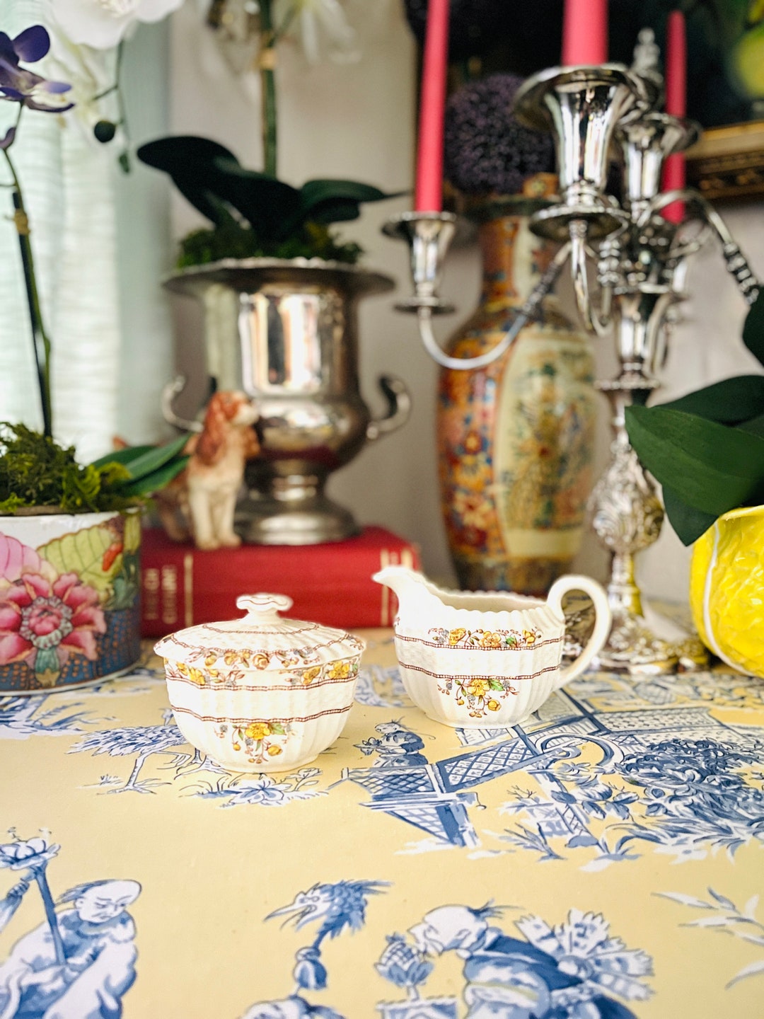Copeland Spode Buttercup Creamer and Sugar Set, Vintage Spode, Vintage ...