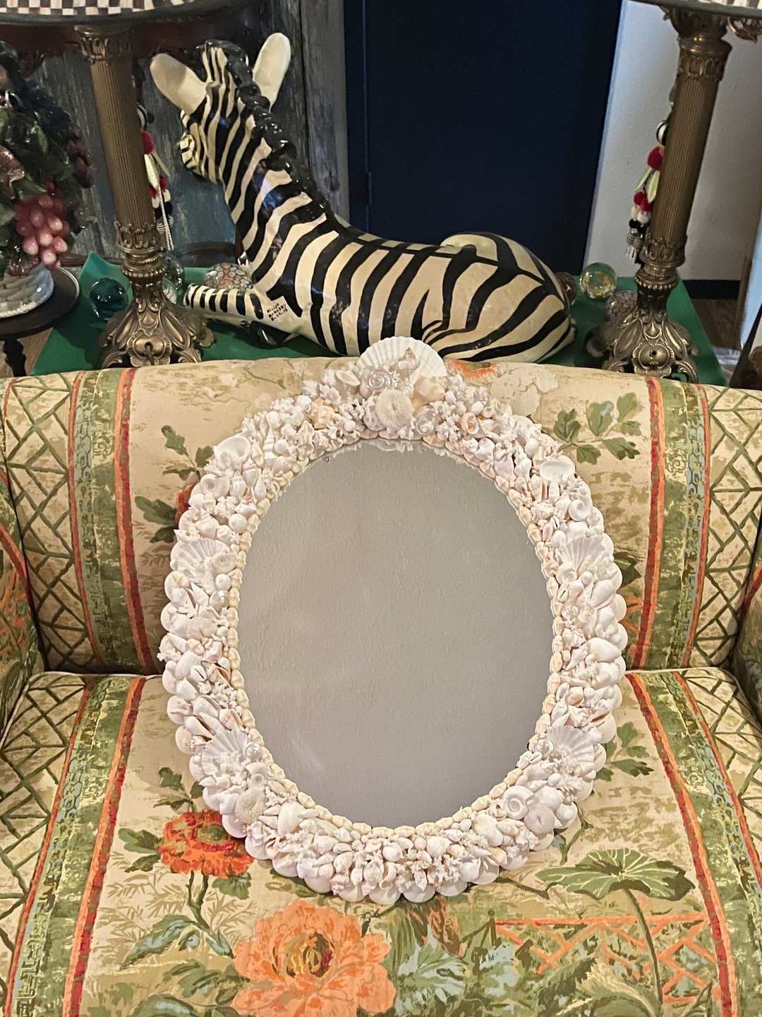 Shell Mirror, Seashell and Coral Mirror, Vintage Shell Mirror, Large ...