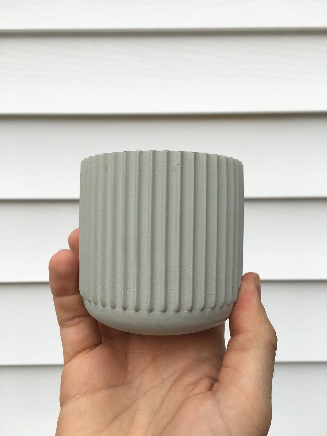 SMALL (3") Ridged Concrete Container - SEALED - Minimalist - Modern - Etsy