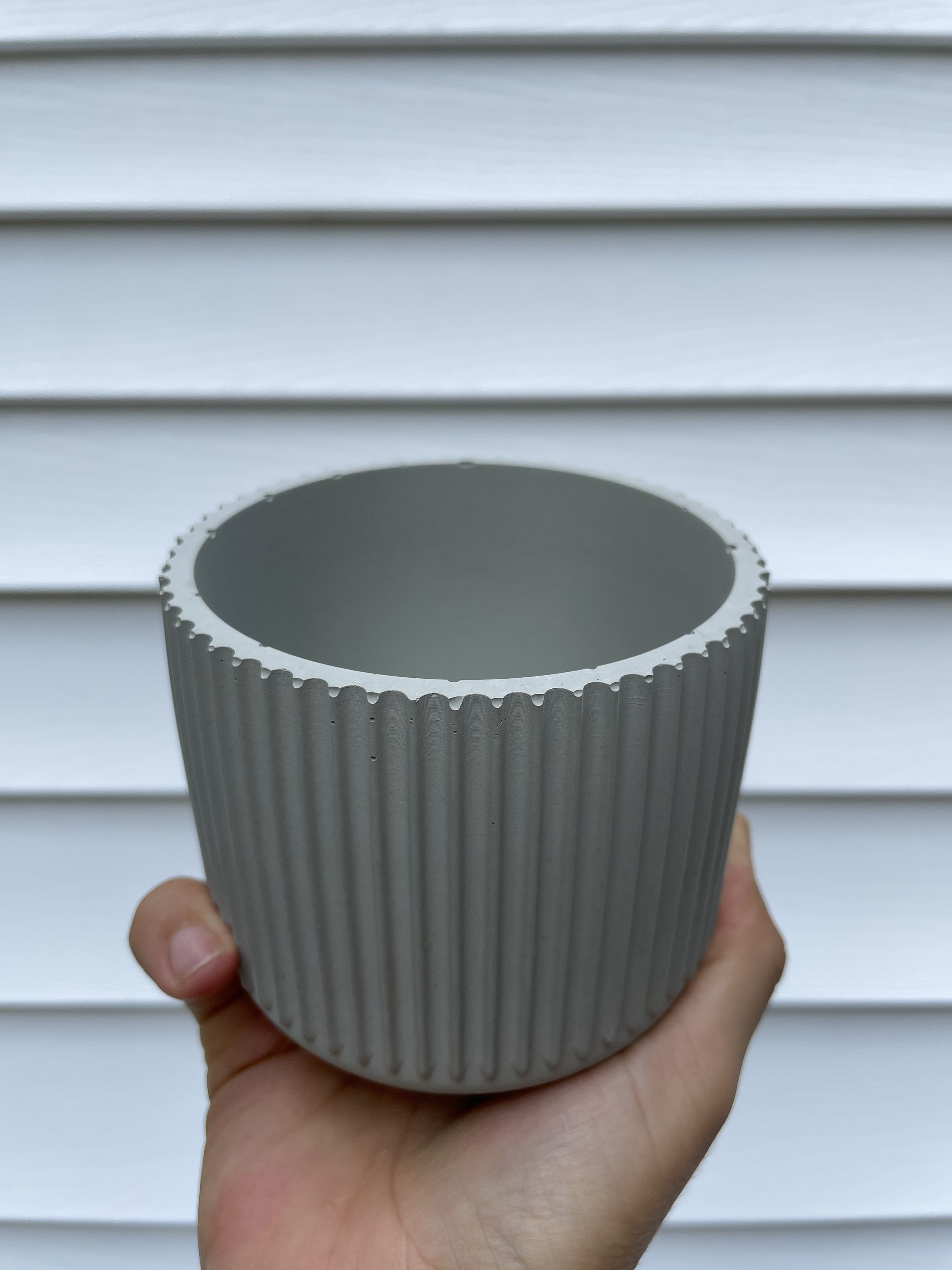 MEDIUM (4") Ridged Concrete Container - SEALED - Minimalist - Modern - Etsy