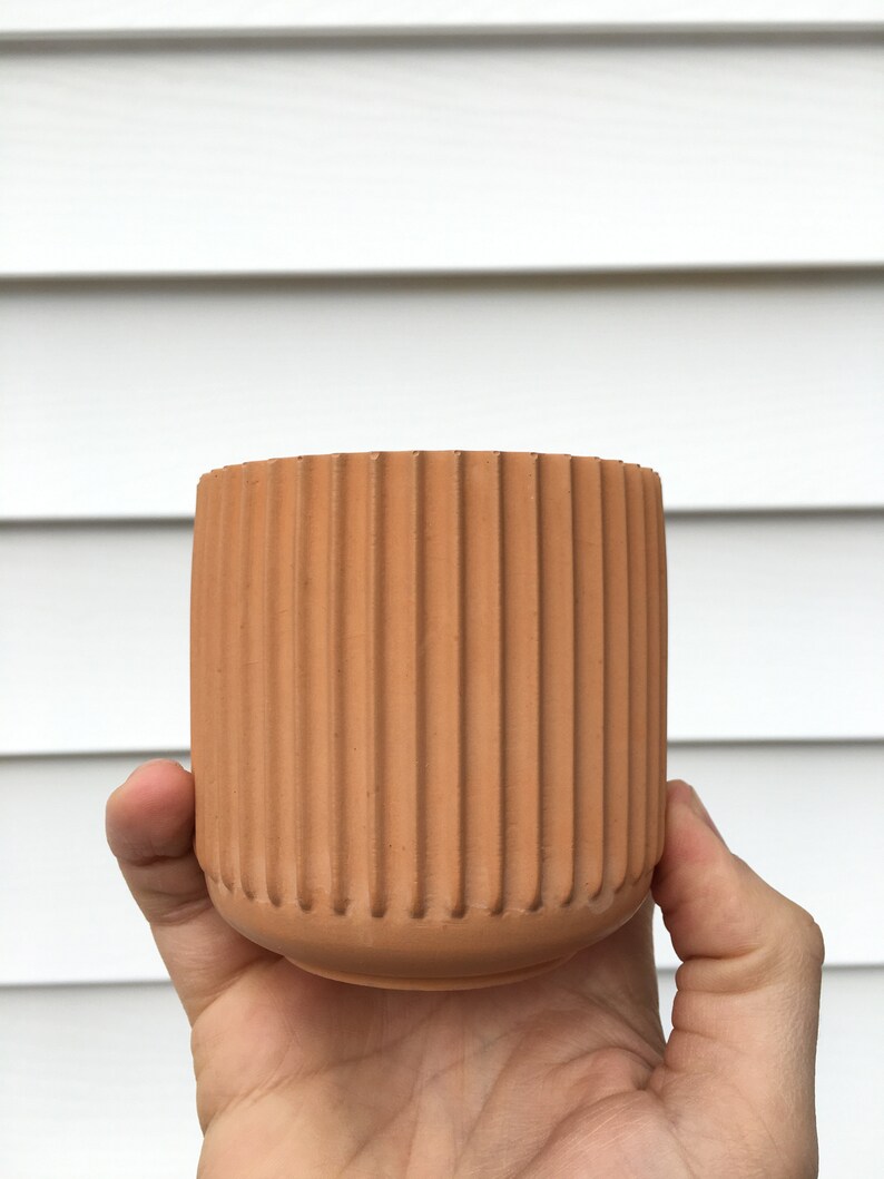 SMALL (3") Ridged Concrete Container - SEALED - Minimalist - Modern - Etsy