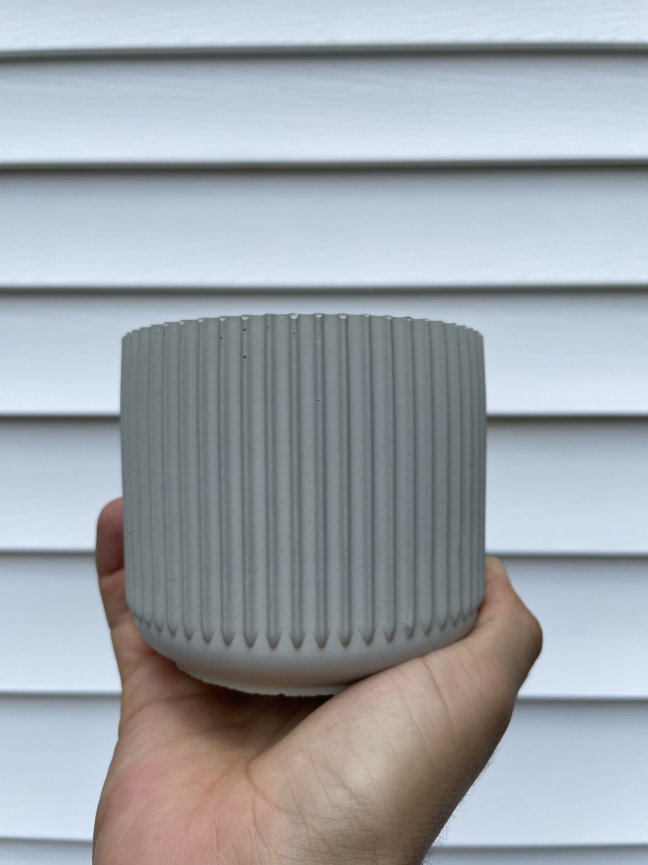 MEDIUM (4") Ridged Concrete Container - SEALED - Minimalist - Modern - Etsy