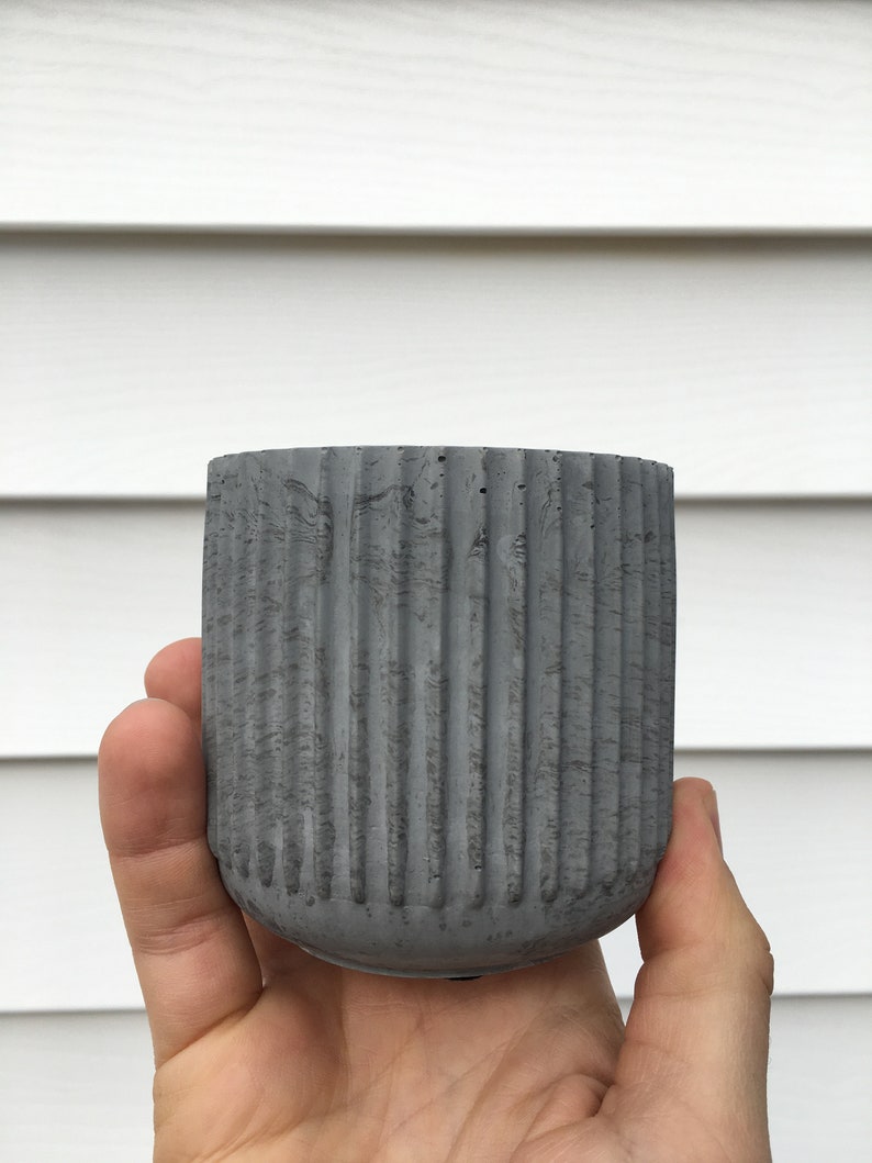 SMALL (3") Ridged Concrete Container - SEALED - Minimalist - Modern - Etsy