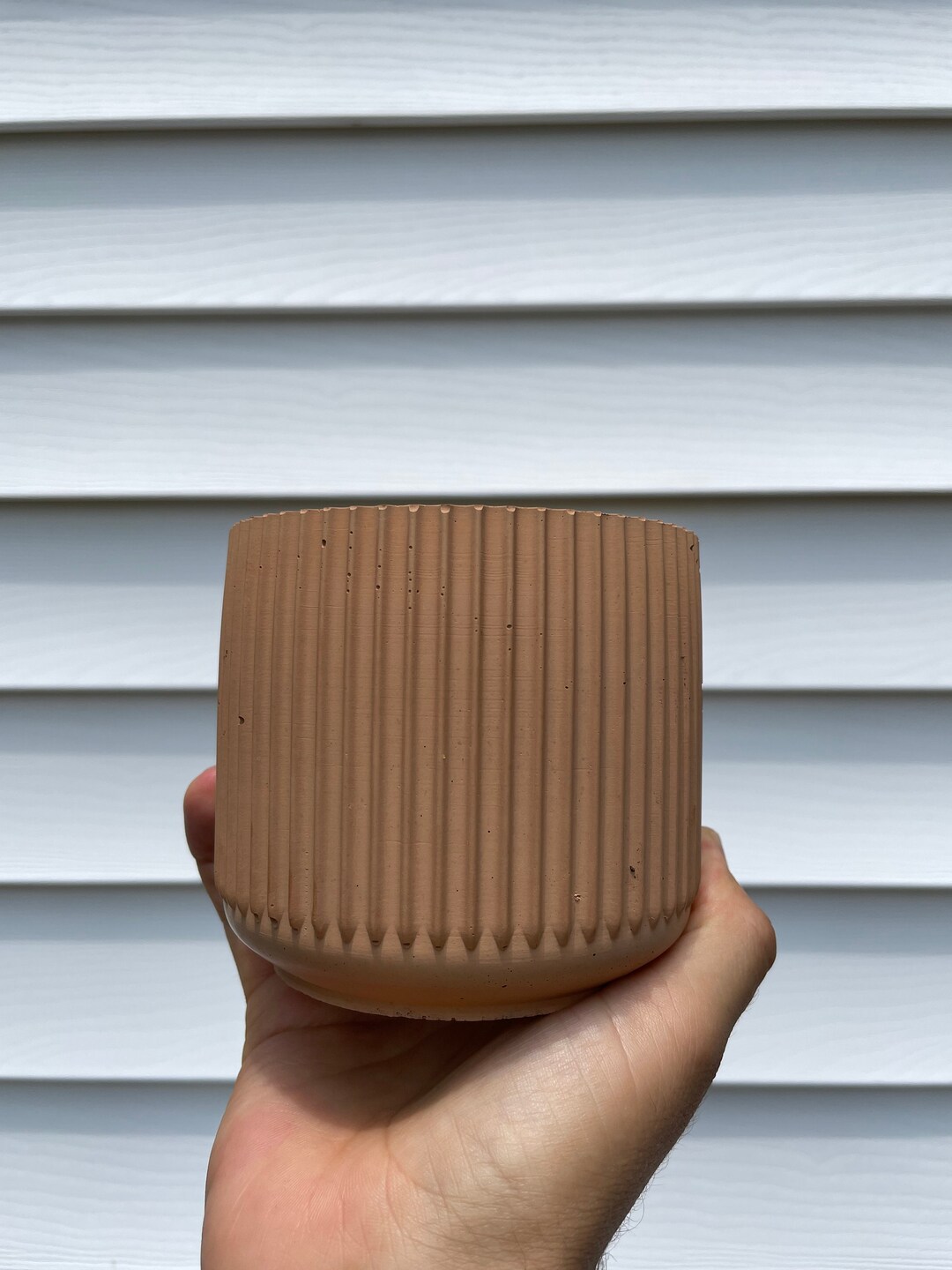 MEDIUM (4") Ridged Concrete Container - SEALED - Minimalist - Modern - Etsy