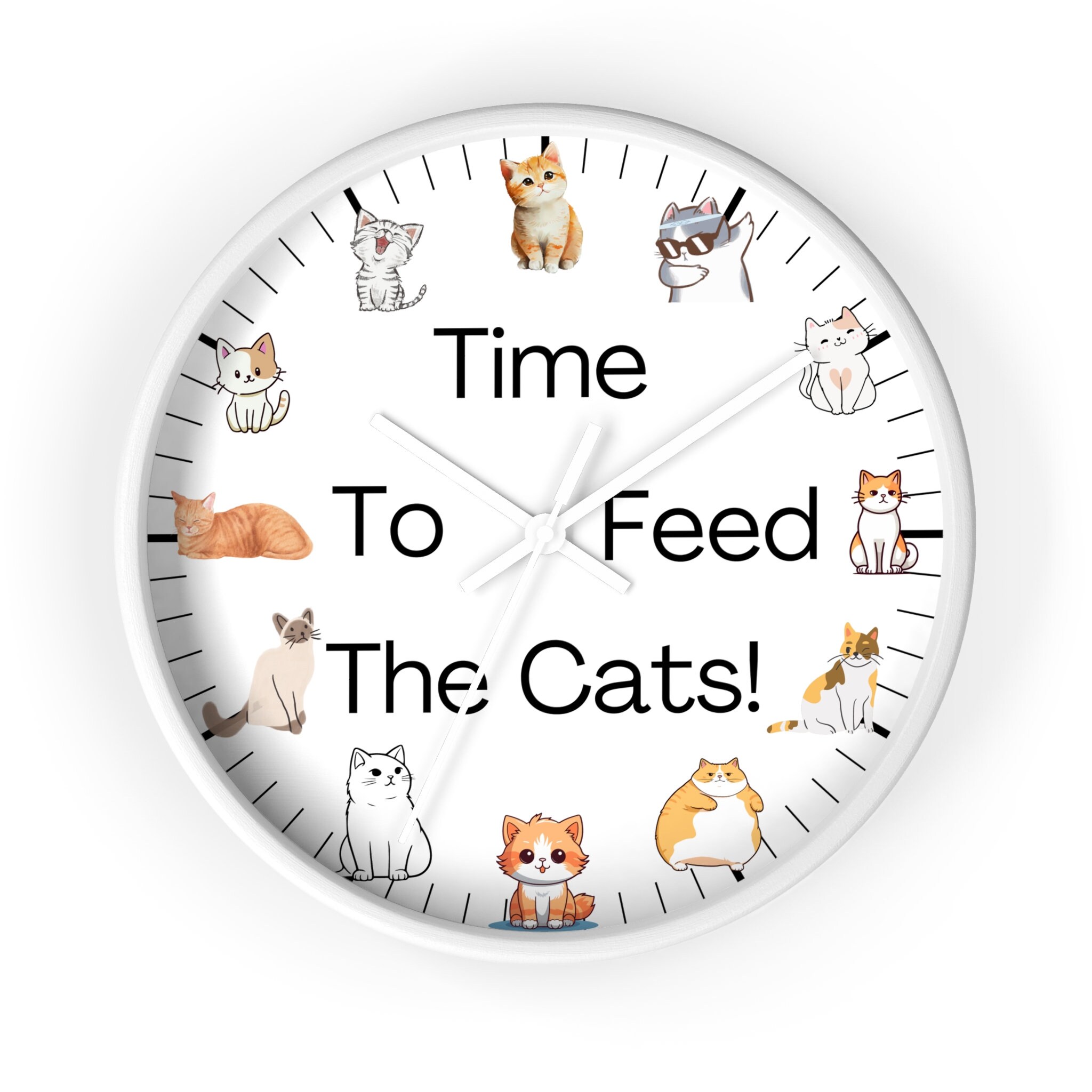 Time to Feed the Cats Wall Clock, Cat Decor, Funny Cat Stuff, Funny Cat ...