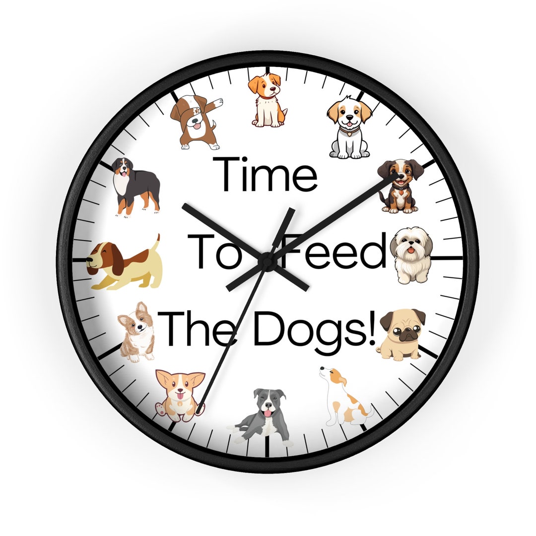Time to Feed the Dogs Wall Clock, Funny Dog Decor, Fun Pet Animal Clock ...