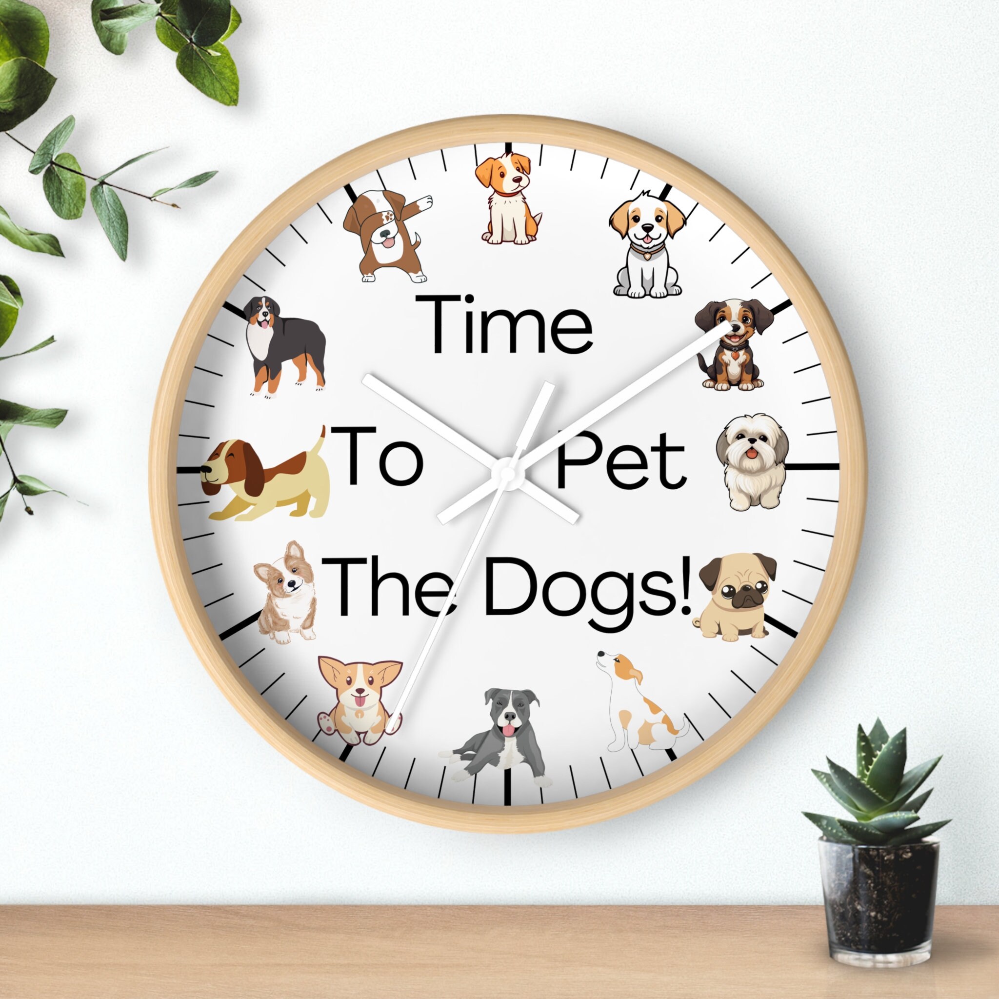 Time to Pet the Dogs Wall Clock, Funny Dog Decor, Dog Person, Fun Pet ...