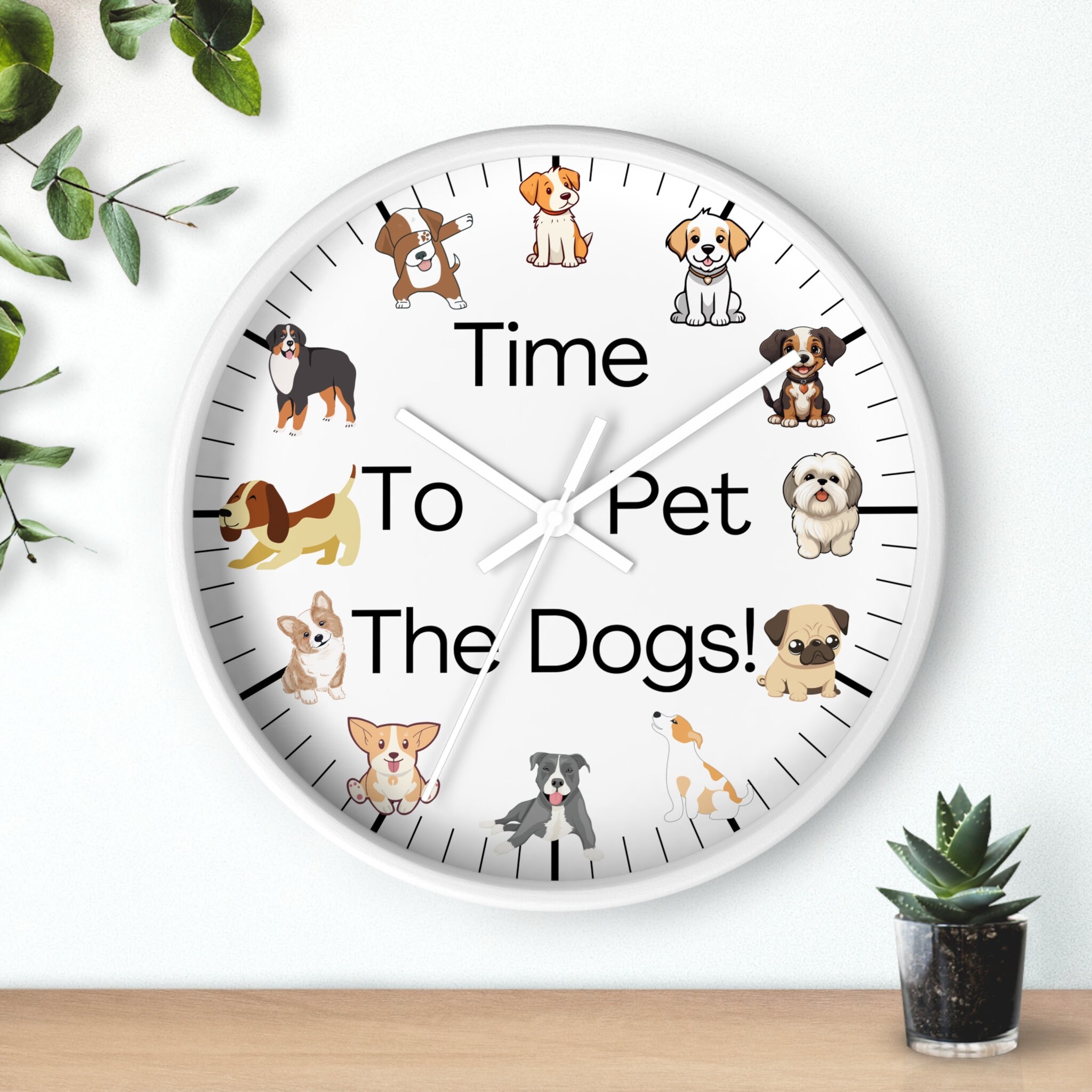 Time to Pet the Dogs Wall Clock, Funny Dog Decor, Dog Person, Fun Pet ...