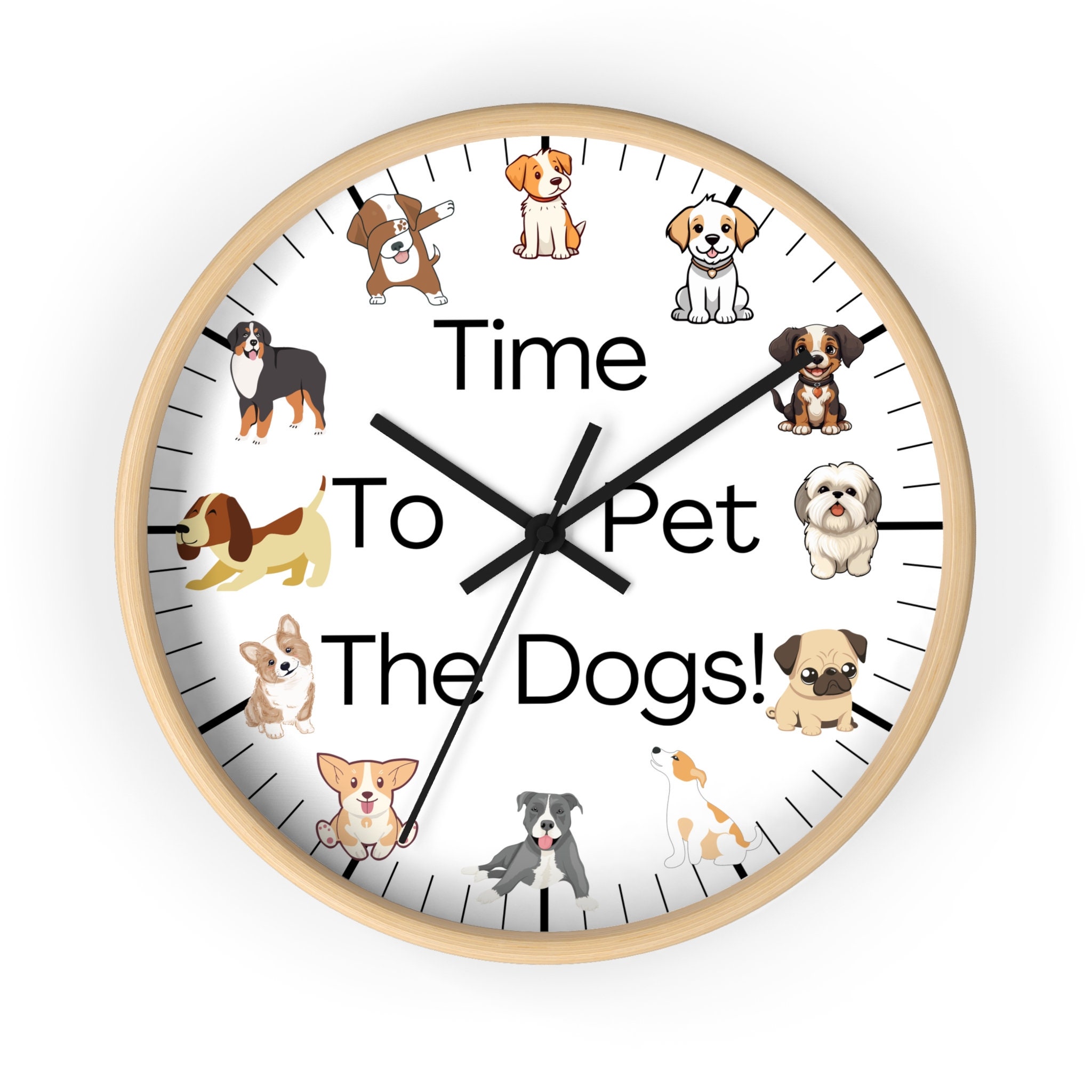 Time to Pet the Dogs Wall Clock, Funny Dog Decor, Dog Person, Fun Pet ...