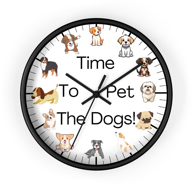 Time to Pet the Dogs Wall Clock, Funny Dog Decor, Dog Person, Fun Pet ...