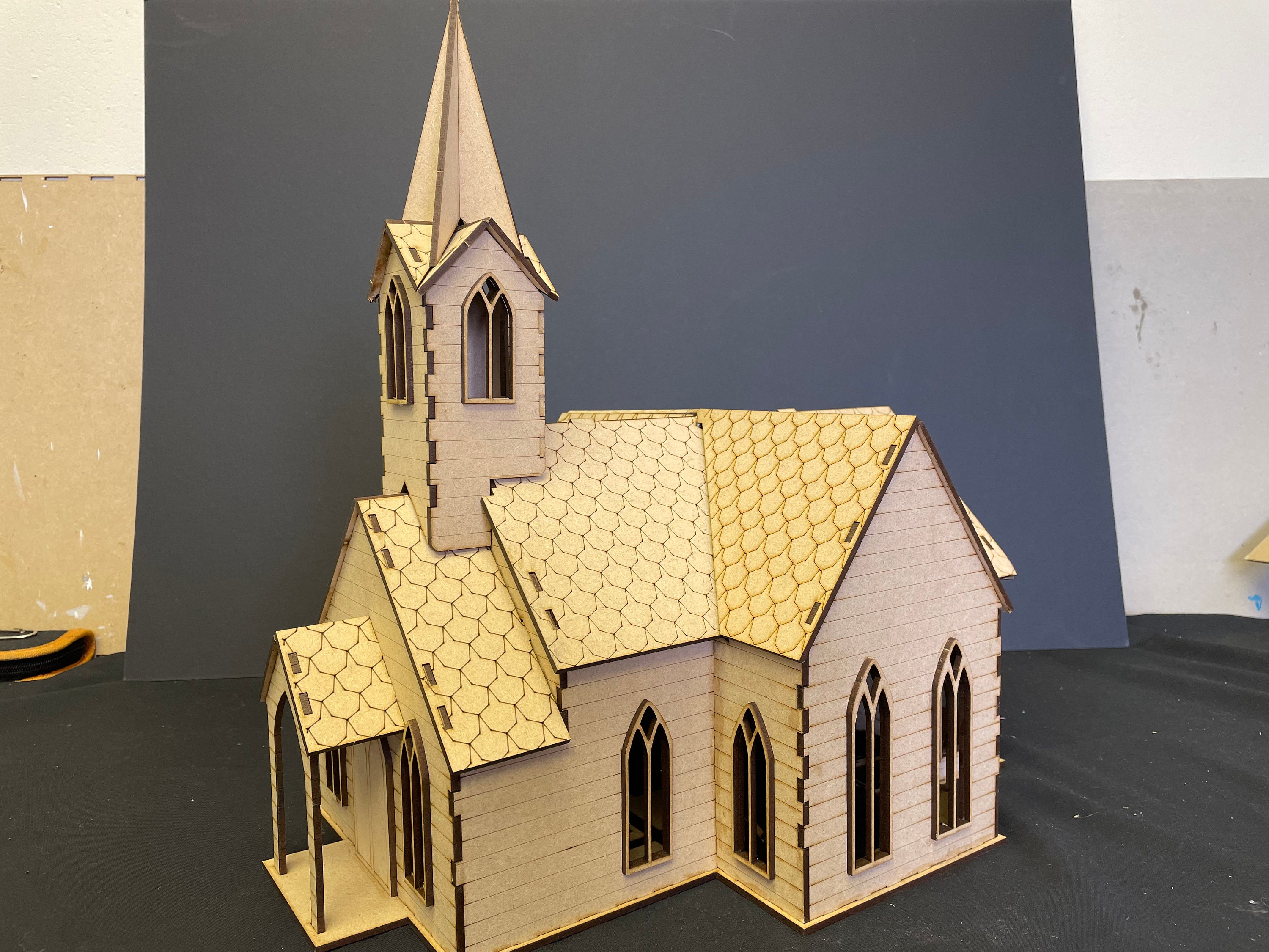 3D Church and Spire File - DFX SVG - Laser Cutting File - Scale Model ...