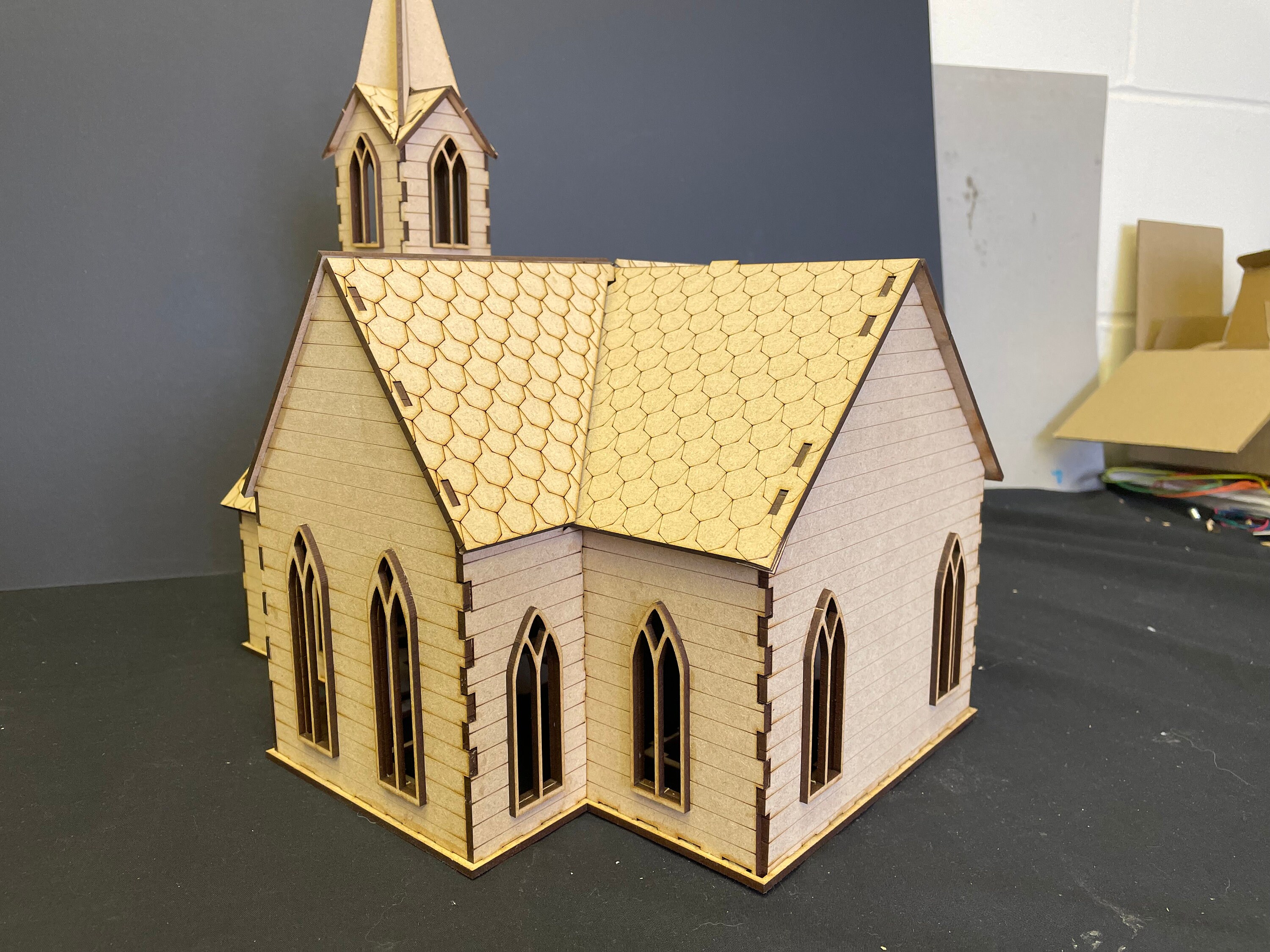 3D Church and Spire File - DFX SVG - Laser Cutting File - Scale Model ...