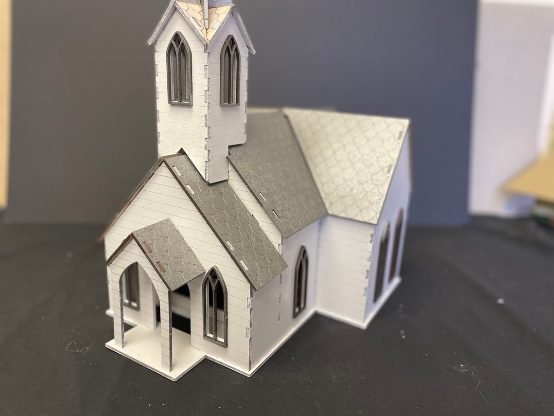 3D Church and Spire File - DFX SVG - Laser Cutting File - Scale Model ...