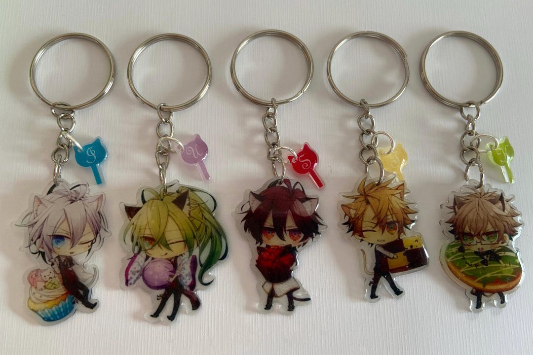 Amnesia Kittens Chibi Keychain Ikki Ukyo Shin Toma Kent Double-sided ...