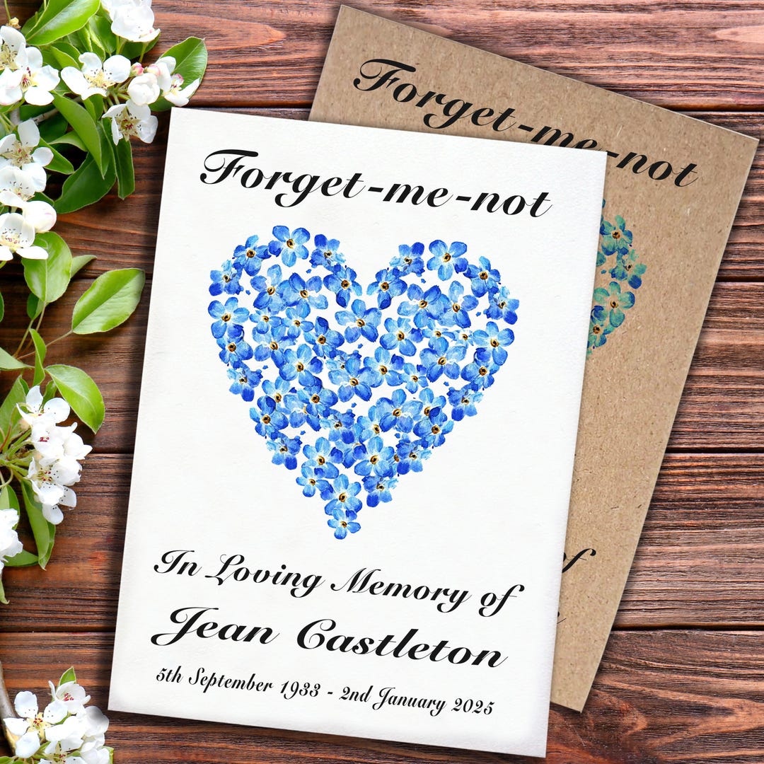 Personalized (50) Bespoke Forget Me Not Seed Packet: Funeral Favours ...
