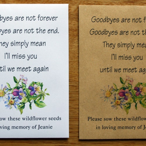 Funeral Favour Personalised Seed Packets Memorial with Seeds - Etsy UK