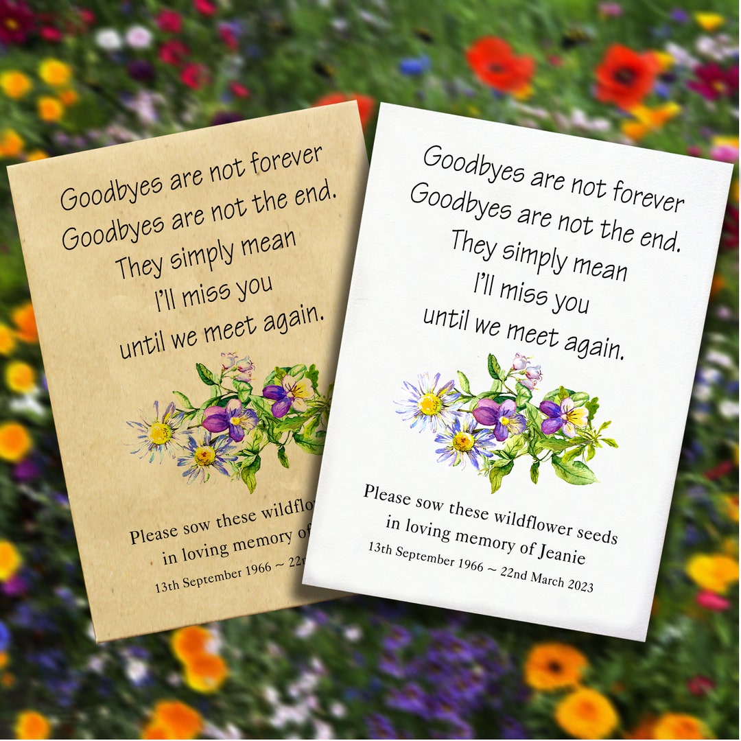 50 Personalised Wildflower Seed Packets with Seeds Favours Memorial ...