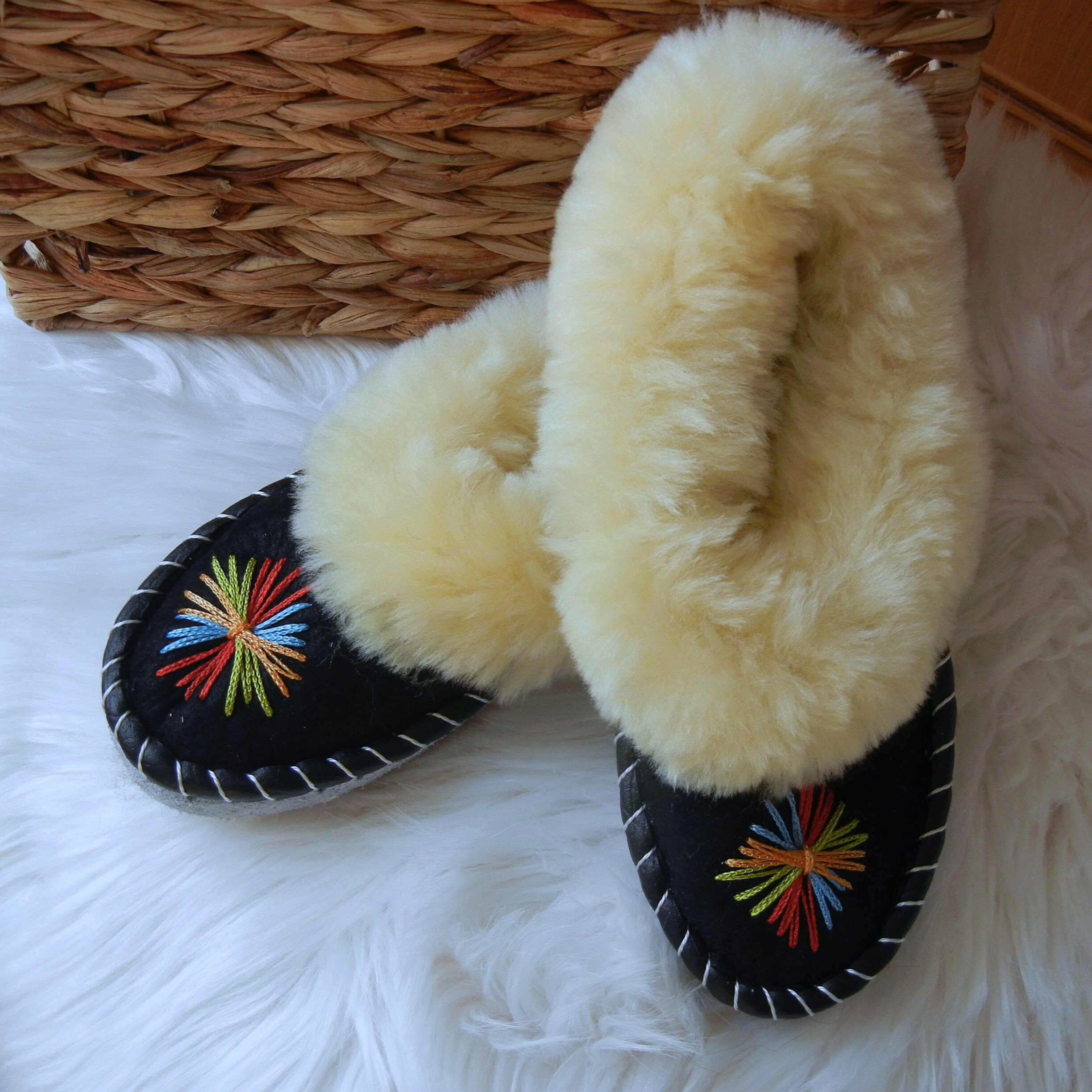 Lucky Dip Warm Shearling Slippers, Sheepskin Slippers, Womens Moccasins ...