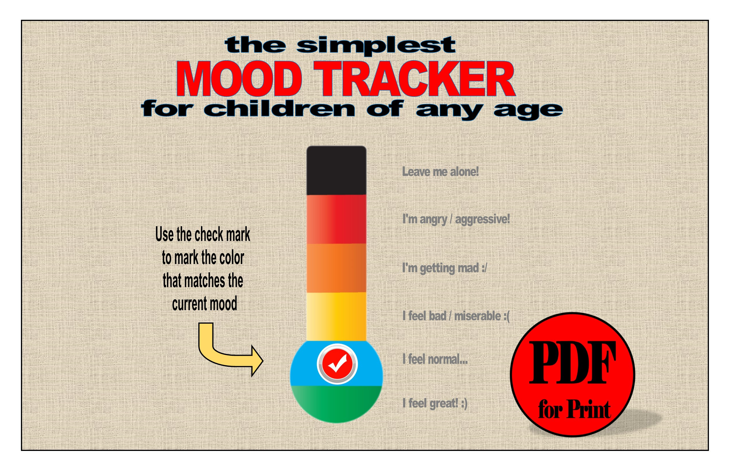 Mood Tracker Printable Emotions Scale Chart Toddler Kids | Etsy UK