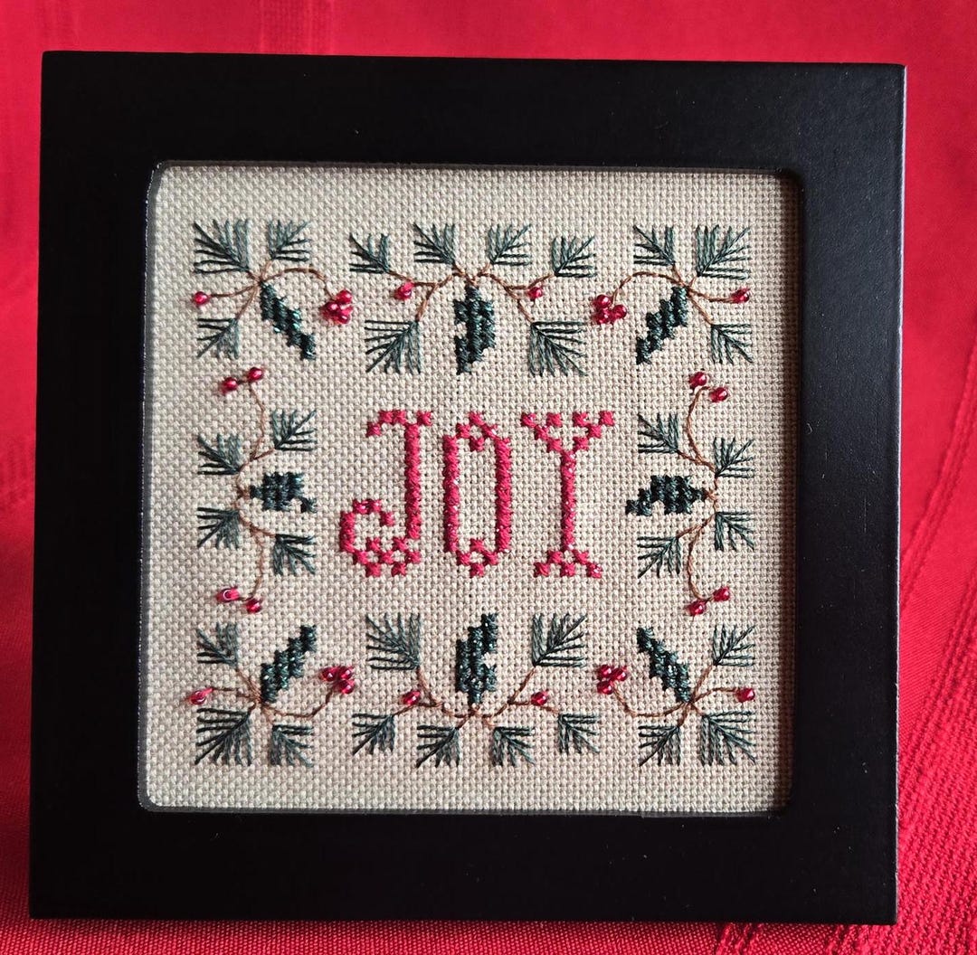Cross Stitch Small "joy" Picture, Finished & Framed - Etsy