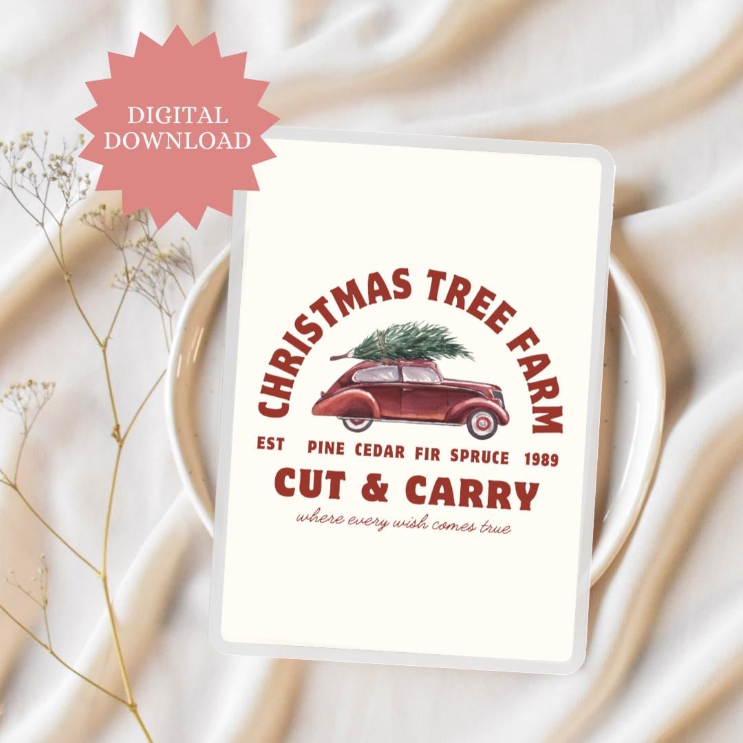 Printable Christmas Kindle Clear Case Insert, Christmas Tree Farm ...