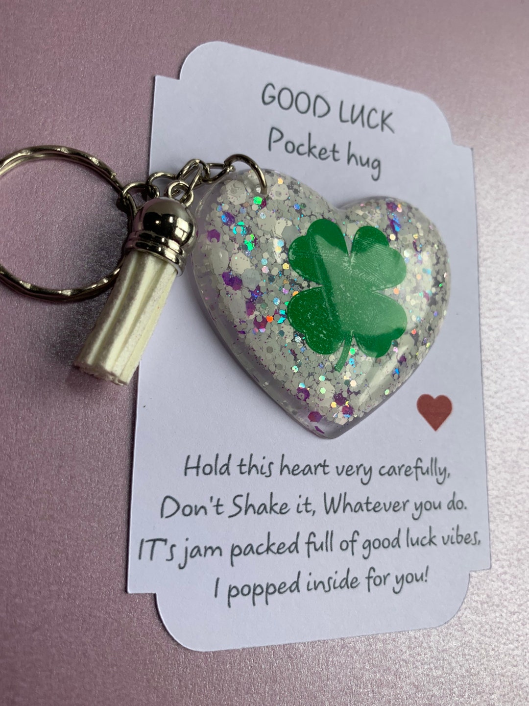 Love Heart Keyring Good Luck Key Ring Good Luck Pocket - Etsy