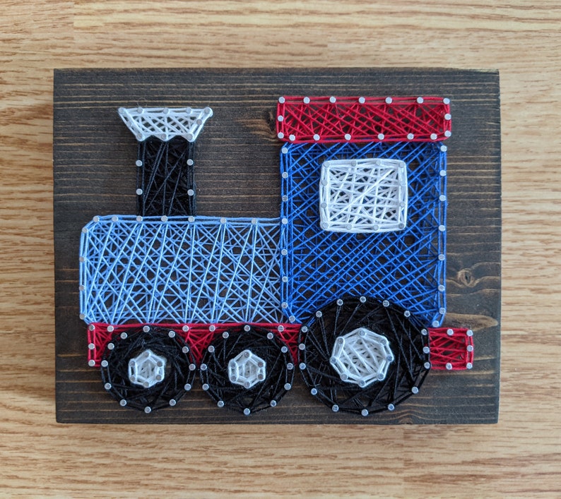 Train String Art Set engine and Two Coal Cars Nursery or Kids Room - Etsy