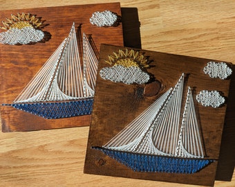 String Art Sail Boat Handmade Canada Minimalist Art Home Decor Lake ...